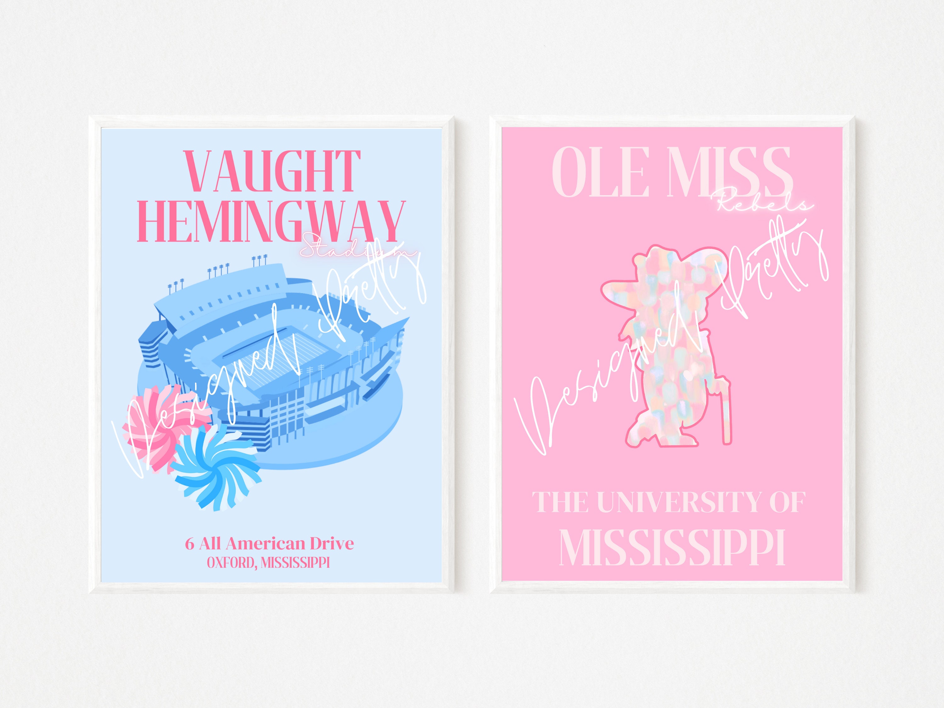 Ole Miss Pink and Blue University of Mississippi Preppy Digital Prints ...
