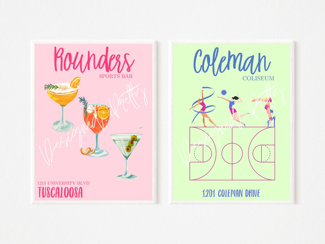 Alabama Cute Digital Prints - University of Alabama - V.2 - SET OF 6 - Etsy