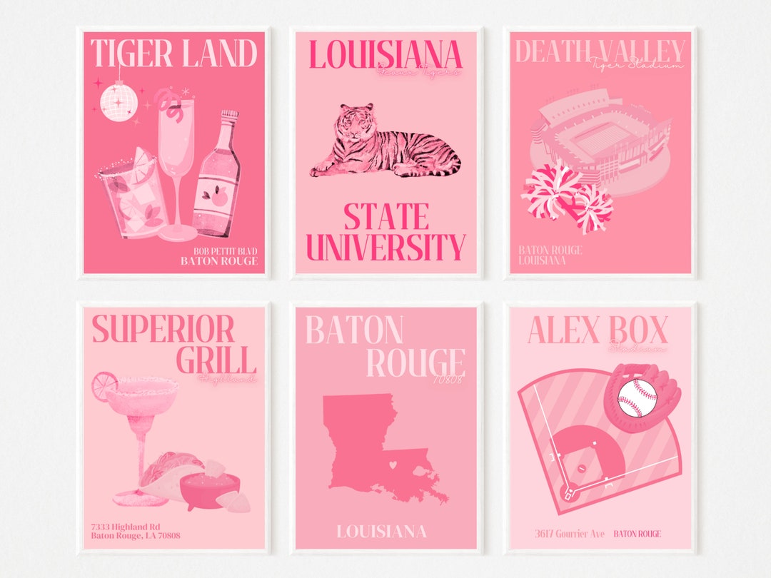 Louisiana State University - PINK Preppy Digital Prints - SET OF 6 - Etsy