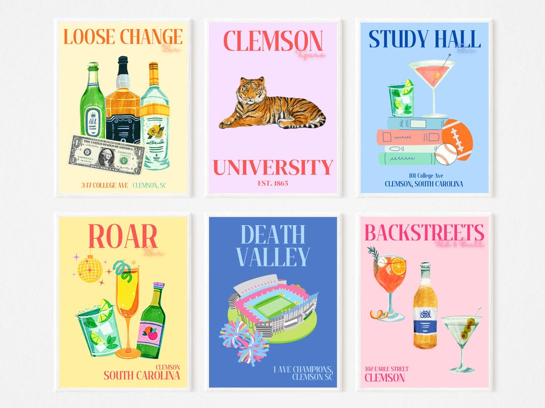 Clemson Prints - Digital Download - SET OF 6 - Etsy