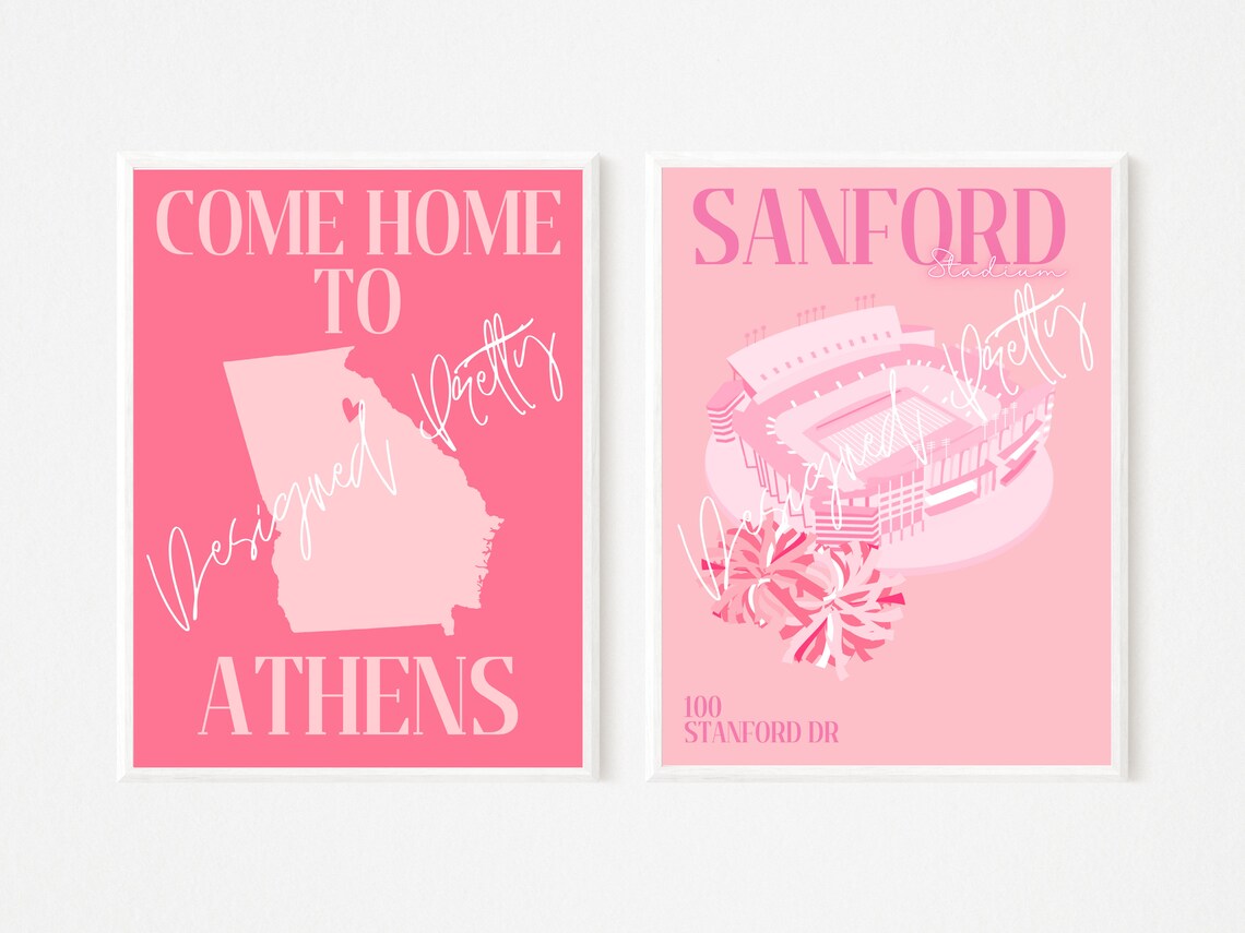 University of Georgia - PINK Preppy Digital Prints - SET OF 6 - Etsy