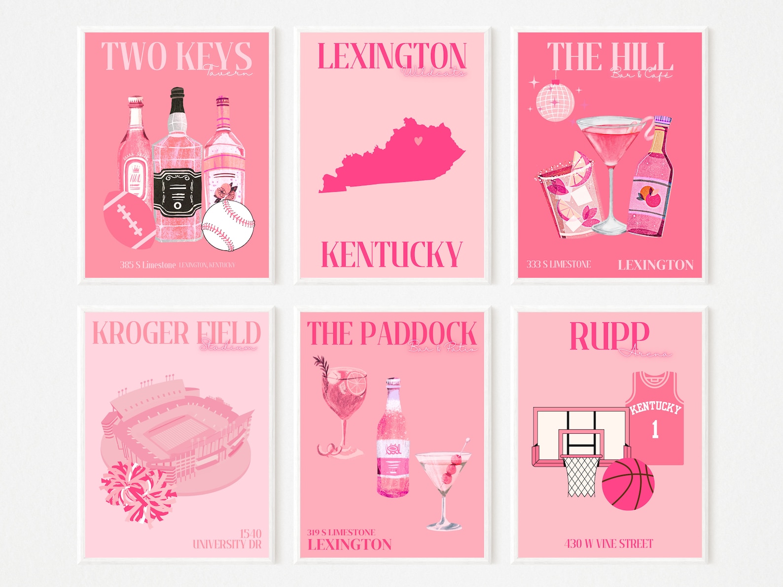 PINK University of Kentucky Digital Prints - Digital Download - SET OF ...