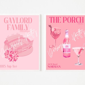 PINK University of Oklahoma Prints - Digital Download - SET OF 6 - Etsy