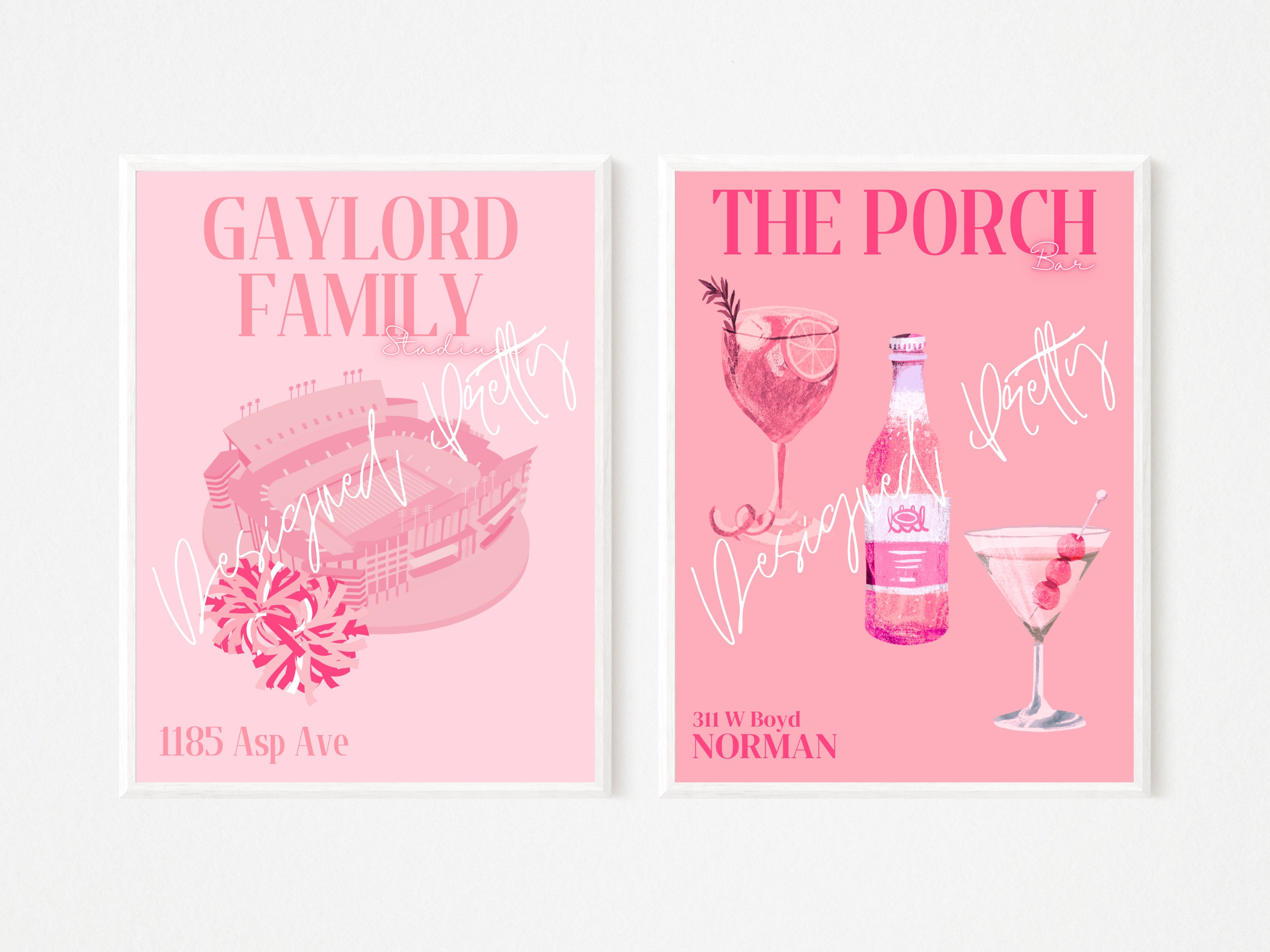 PINK University of Oklahoma Prints - Digital Download - SET OF 6 - Etsy