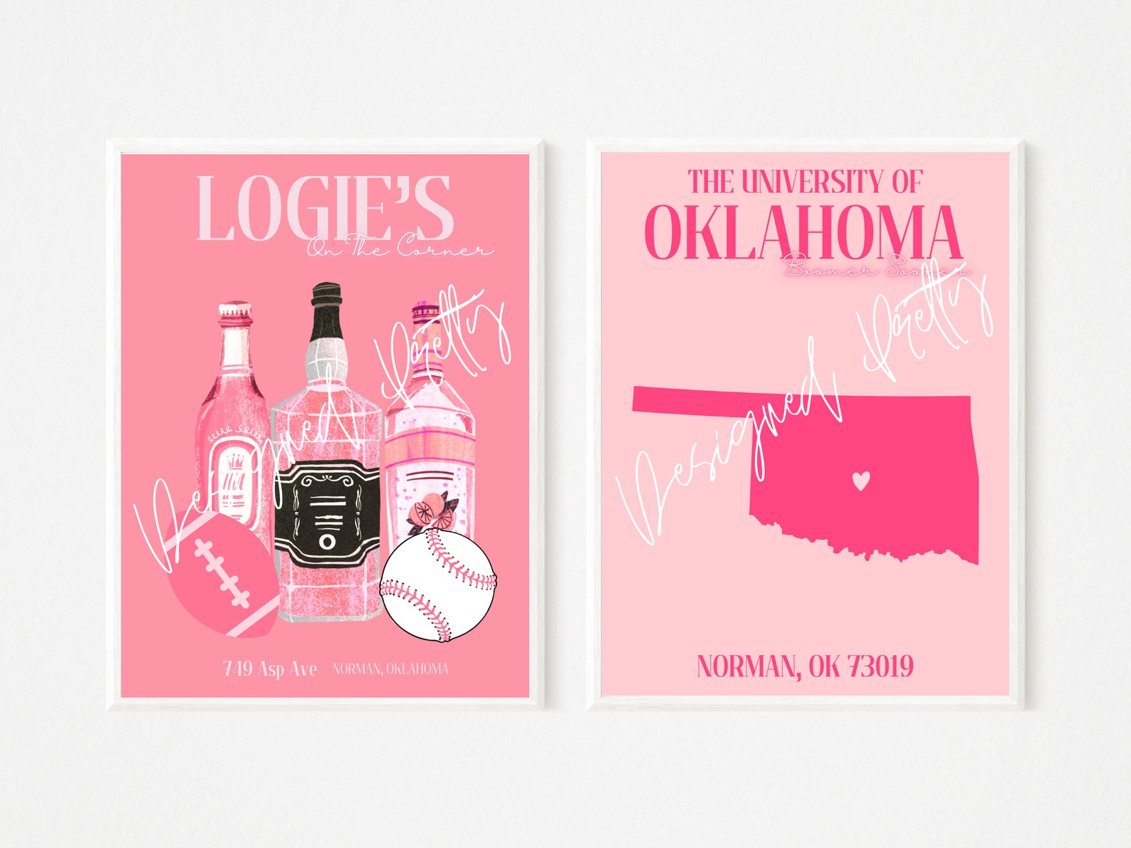 PINK University of Oklahoma Prints - Digital Download - SET OF 6 - Etsy