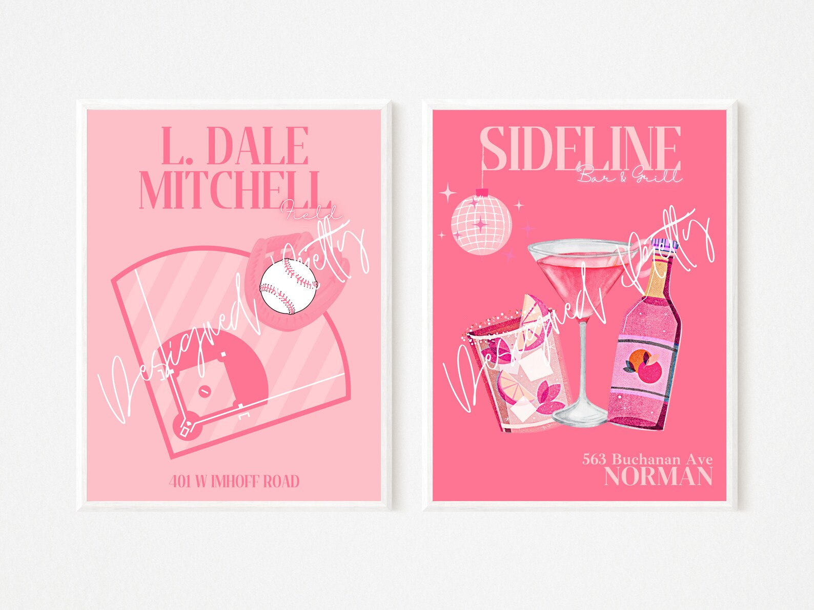 PINK University of Oklahoma Prints - Digital Download - SET OF 6 - Etsy