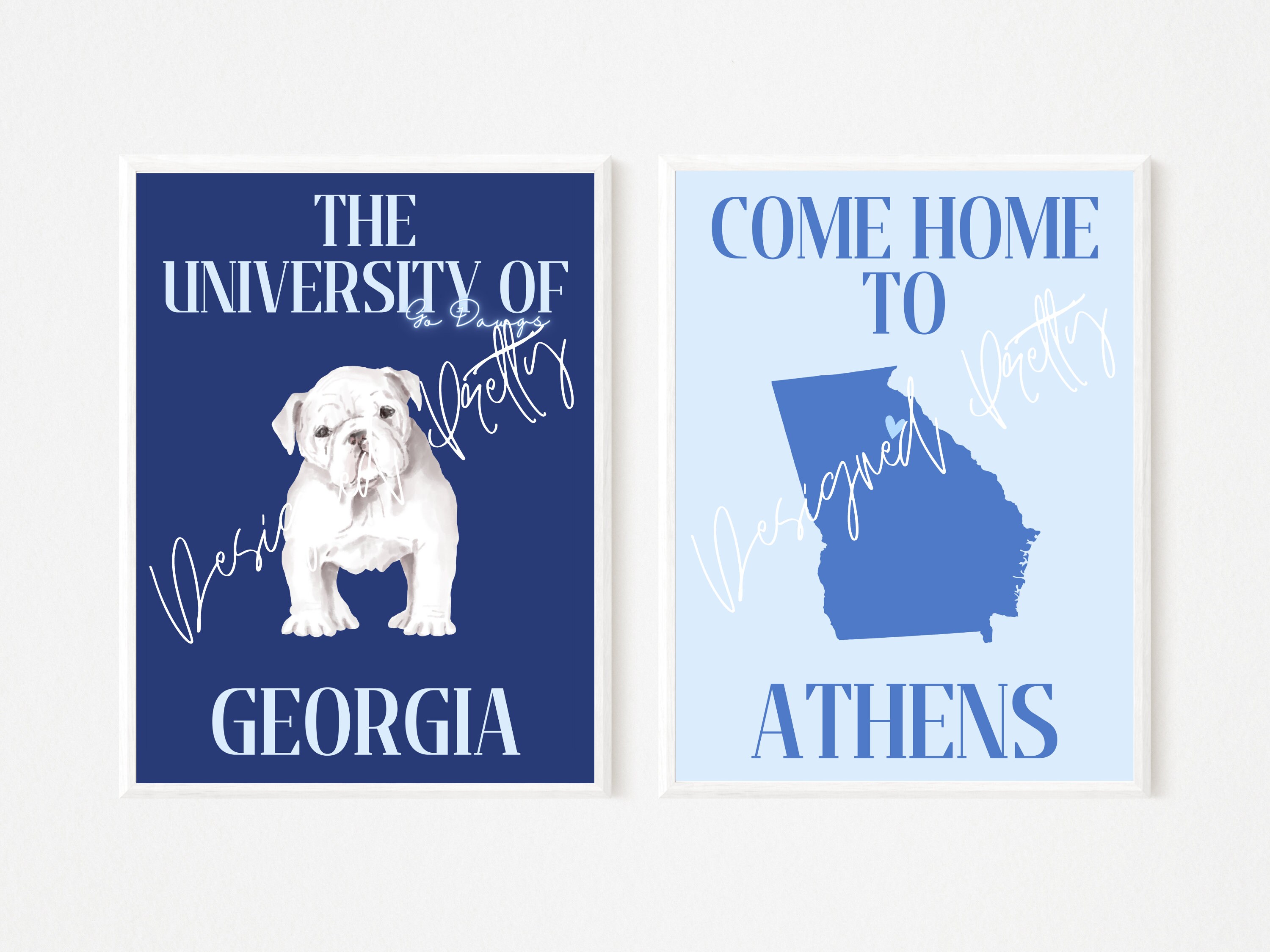 University of Georgia - BLUE Preppy Digital Prints - SET OF 6 - Etsy