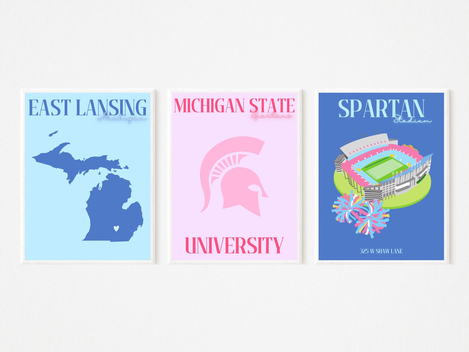Cute Michigan State Digital Prints - SET OF 3 - Etsy