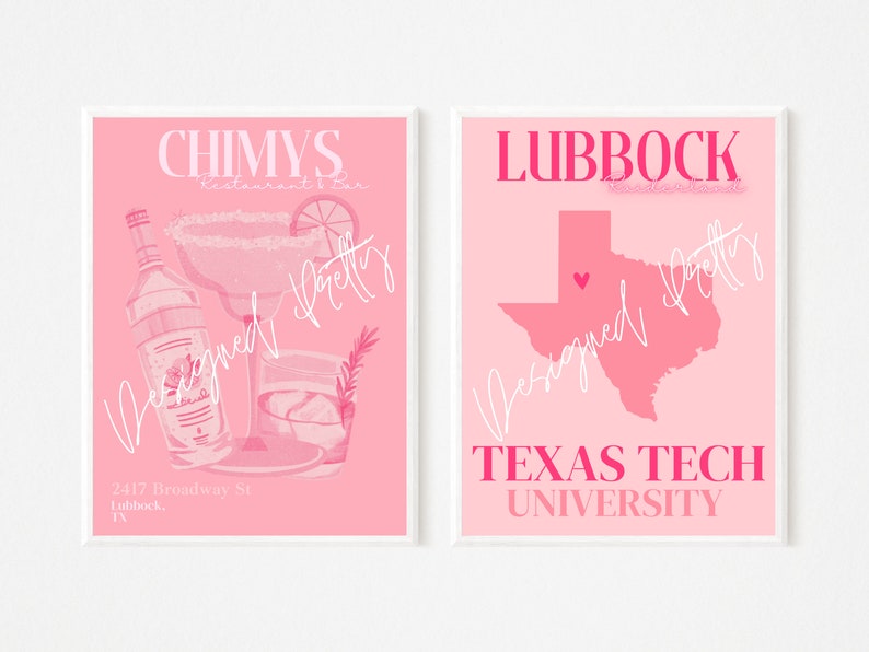 Texas Tech University - PINK Preppy Digital Prints - SET OF 6 - Etsy
