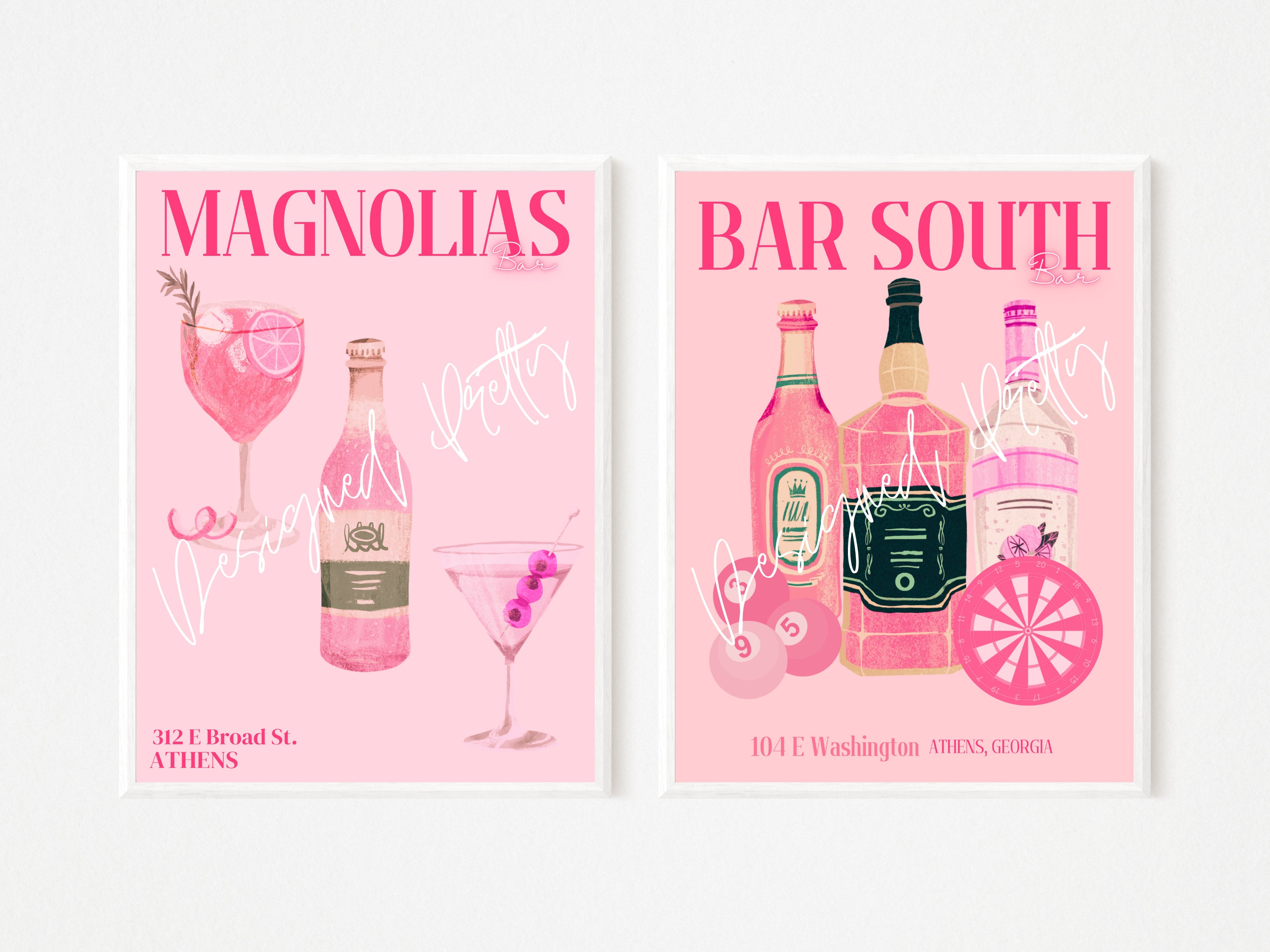 University of Georgia - PINK Preppy Digital Prints - SET OF 6 - Etsy