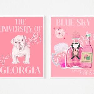 University of Georgia - PINK Preppy Digital Prints - SET OF 6 - Etsy