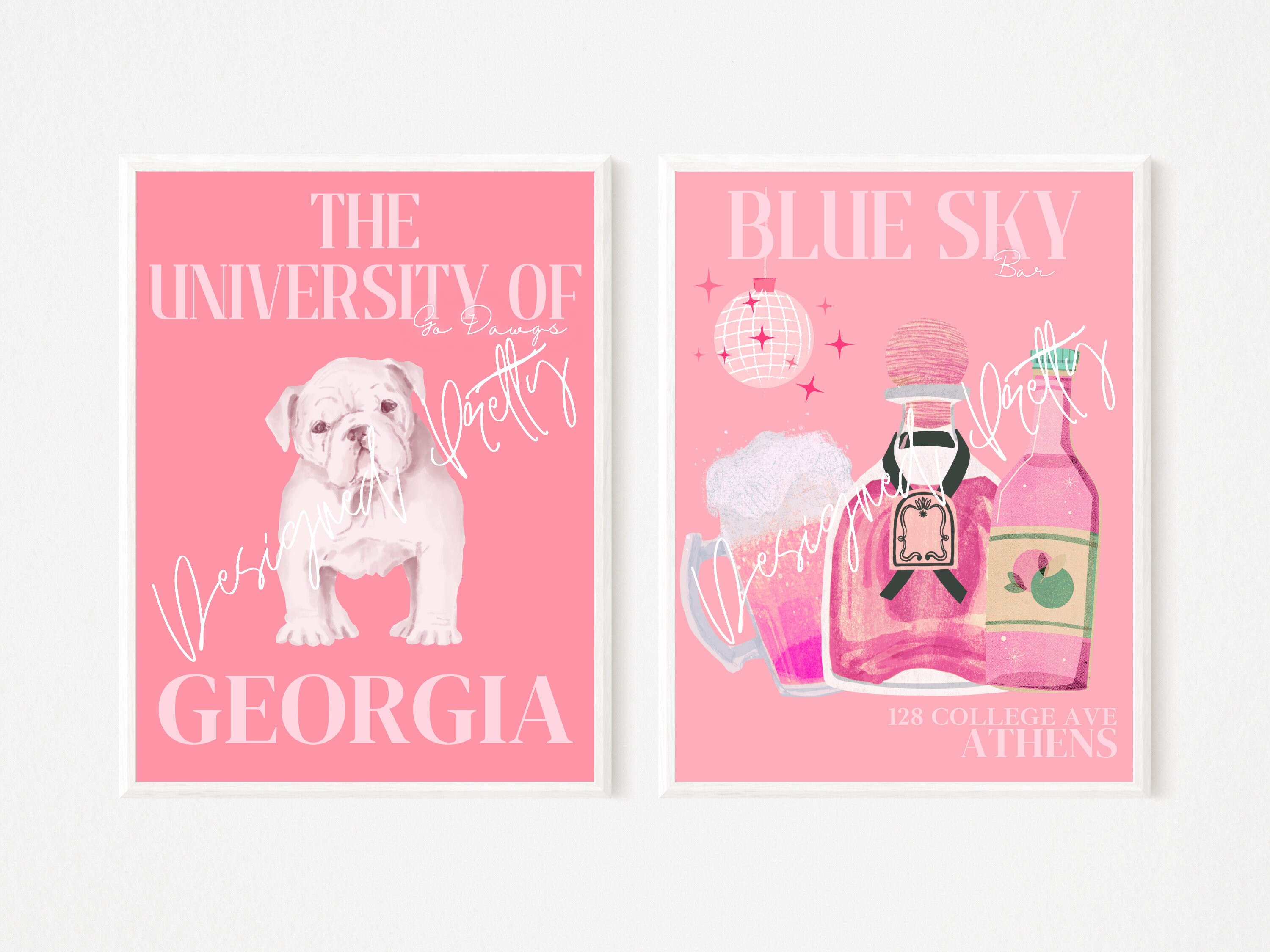 University of Georgia - PINK Preppy Digital Prints - SET OF 6 - Etsy