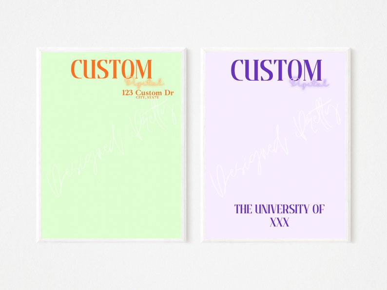 CUSTOM - College/university Preppy Digital Prints - Etsy