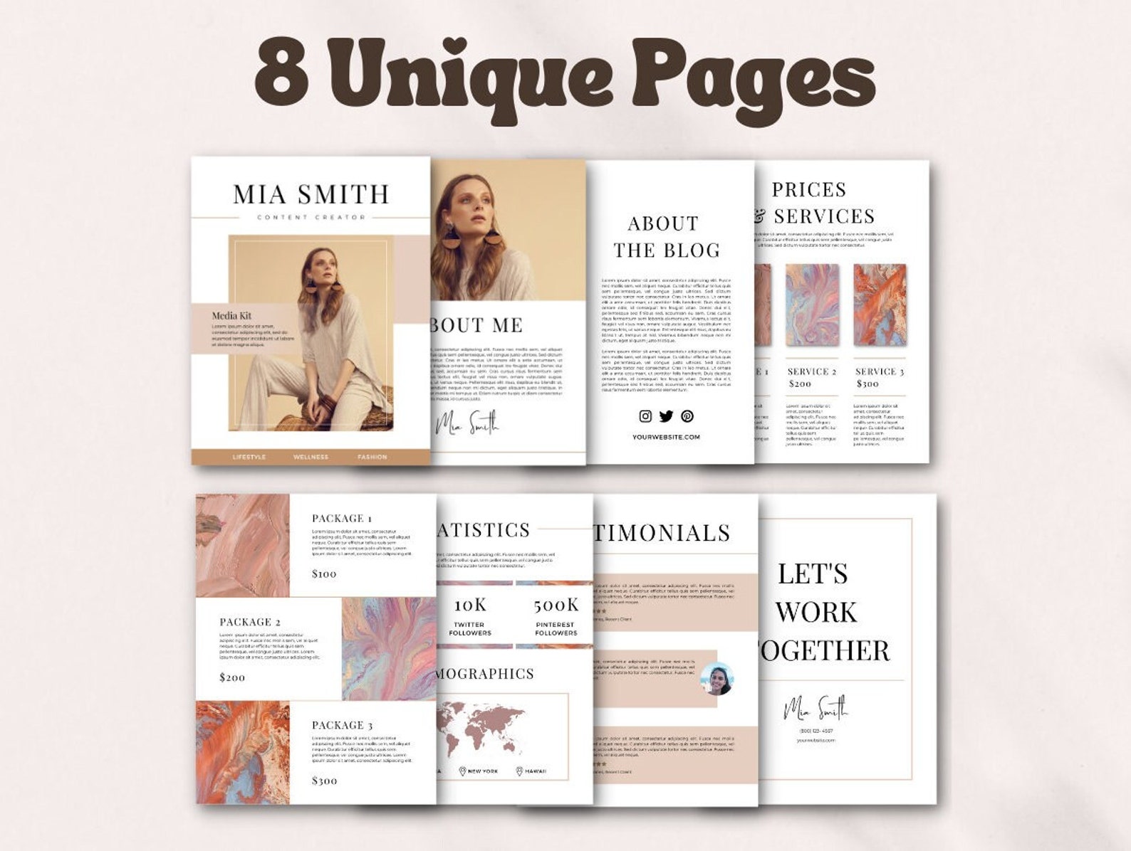 8 Page Influencer Media Kit | Instagram and Tiktok Content Creators ...