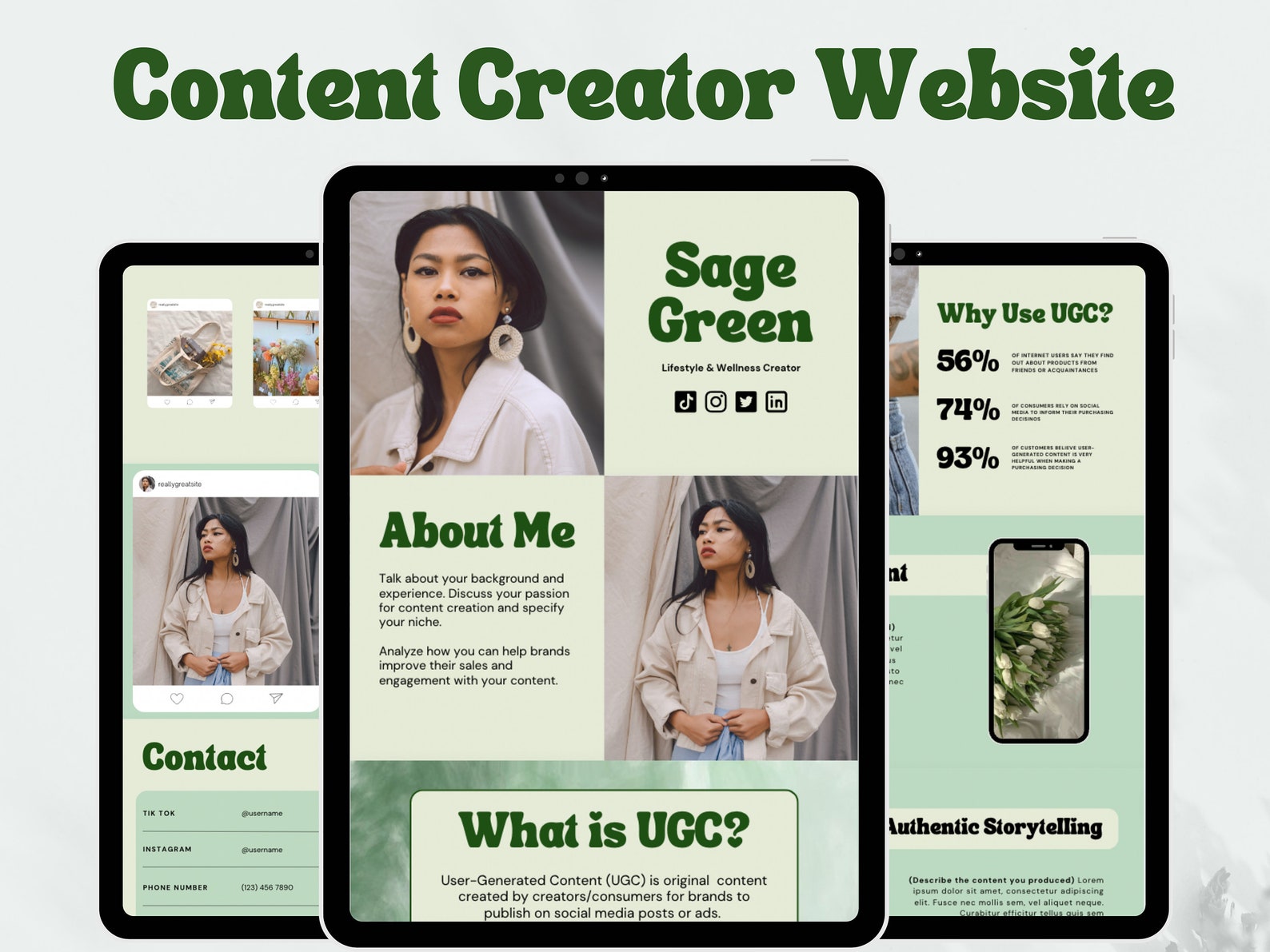 UGC Portfolio Canva Website Template | Content Creator Template | User ...