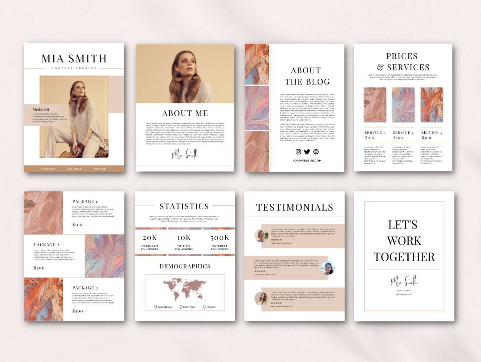 8 Page Influencer Media Kit | Instagram and Tiktok Content Creators ...