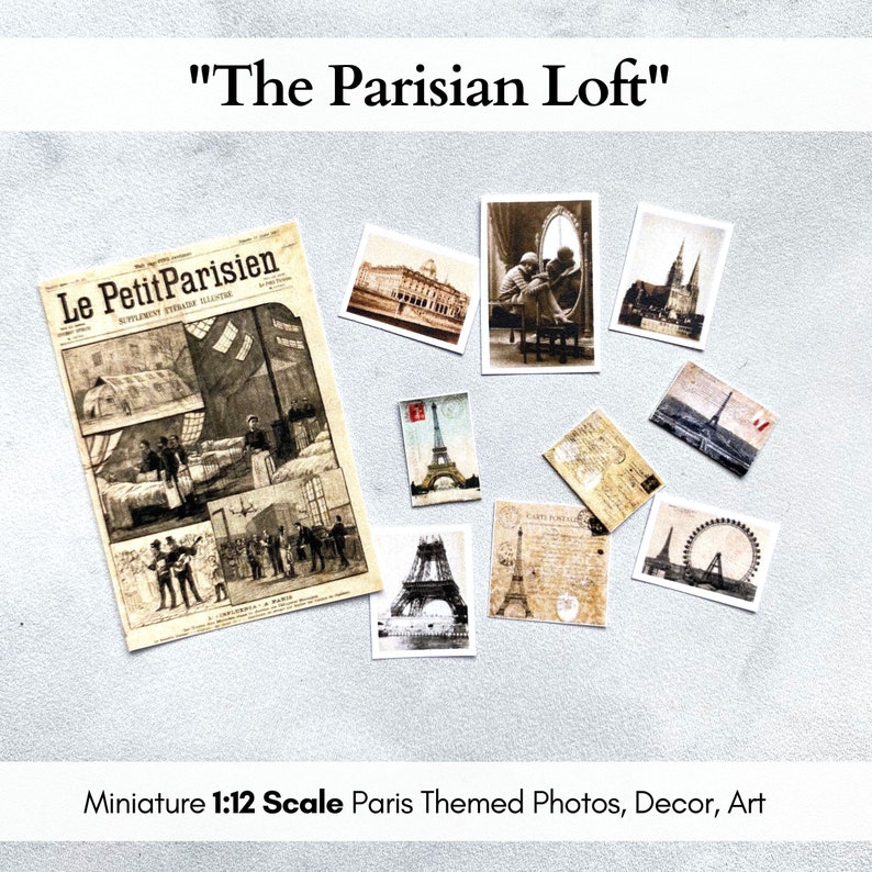 Miniature Paris Photographs Miniature Decor Wall Art Postcards 1:12 ...