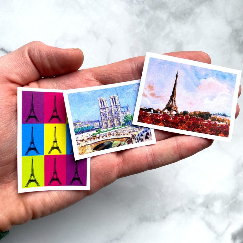 Miniature Paris Photographs Miniature Decor Wall Art Postcards 1:12 Scale Dollhouses Dioramas ...