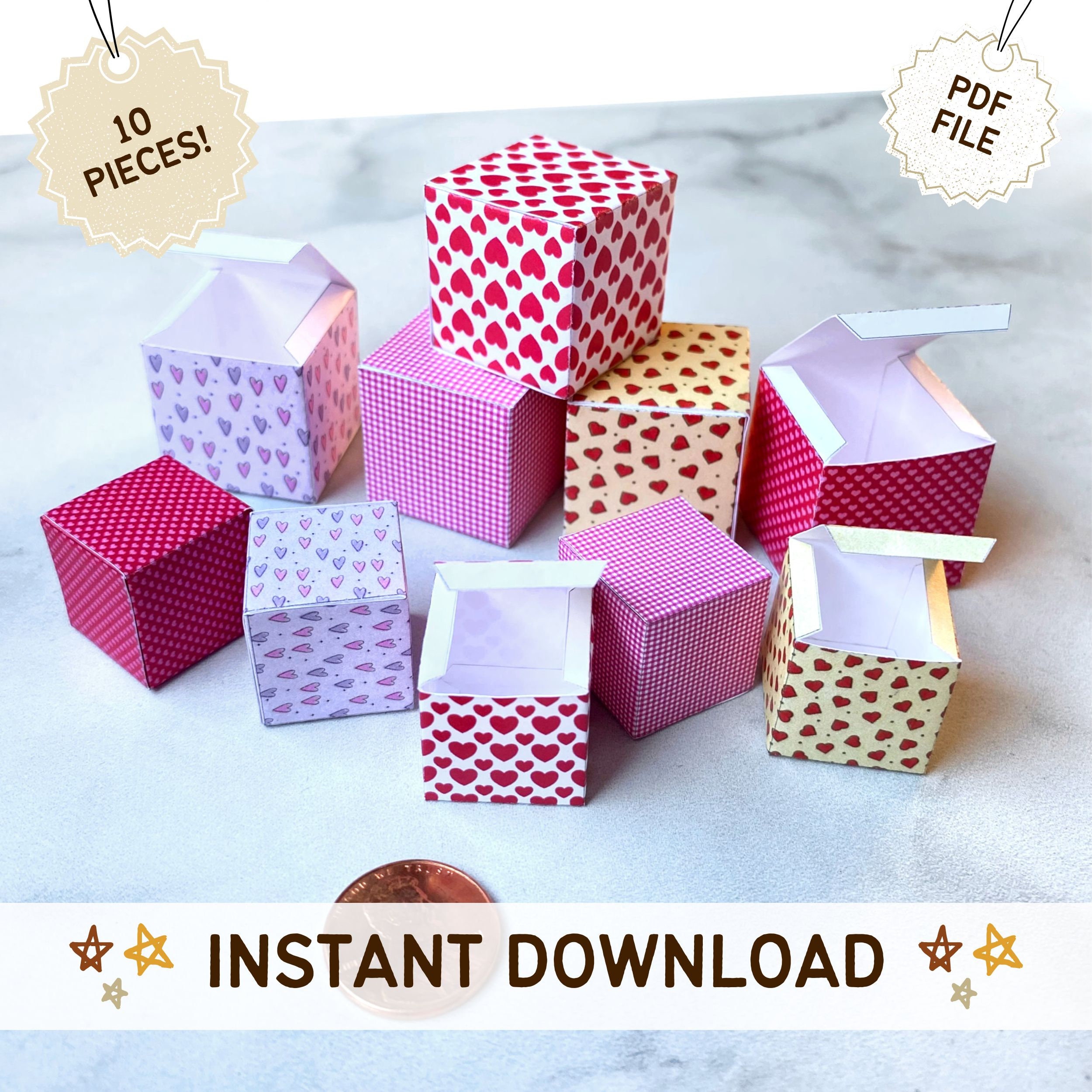 Miniature Valentine's Gift Boxes Dollhouse Gift Boxes Pink 1:12 Scale ...