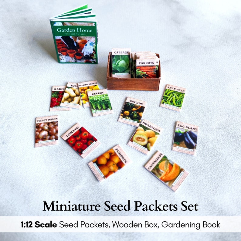 Miniature Seed Packets Garden Set Miniature Garden Magazine for 1:12 ...