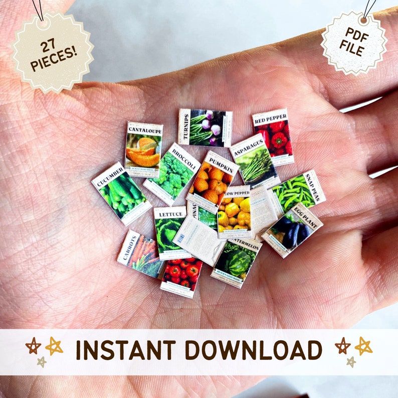 Miniature Seed Packets Garden Set Miniature Garden Magazine for 1:12 ...