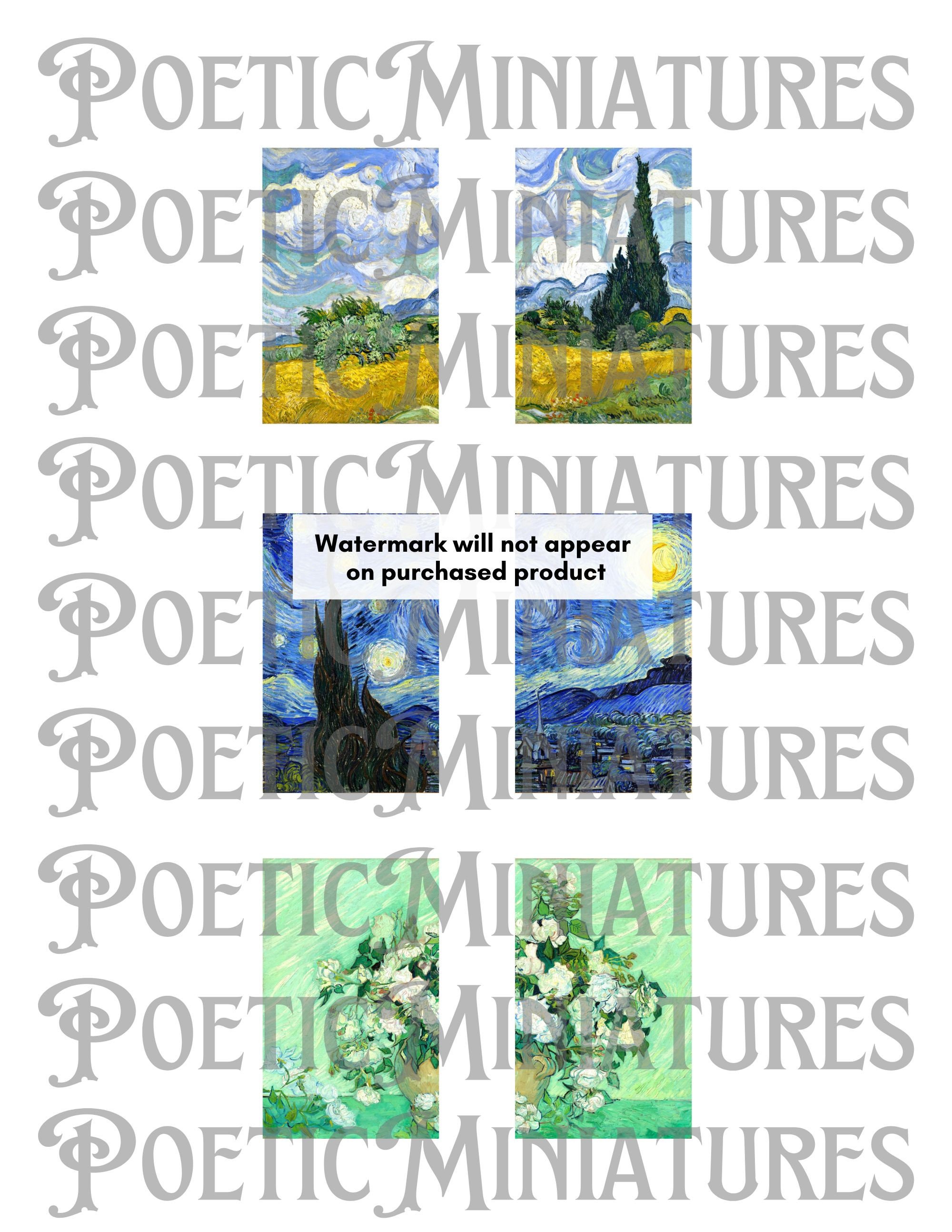 Miniature Van Gogh Paintings Dollhouse Wall Art 1:12 Scale Van Gogh ...