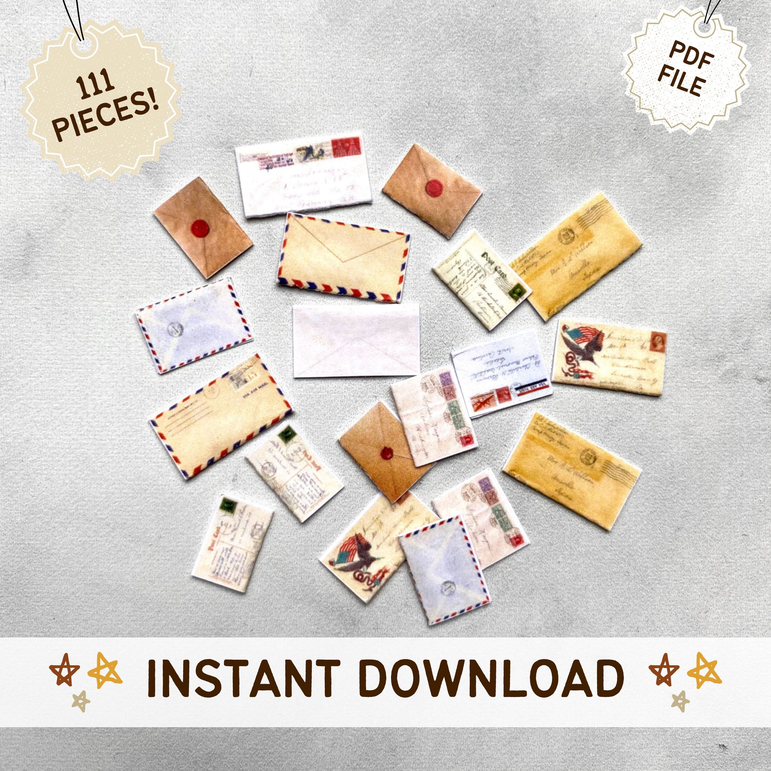 Miniature Envelopes and Letters for 1:12 Scale Dollhouse Desk Scatter ...