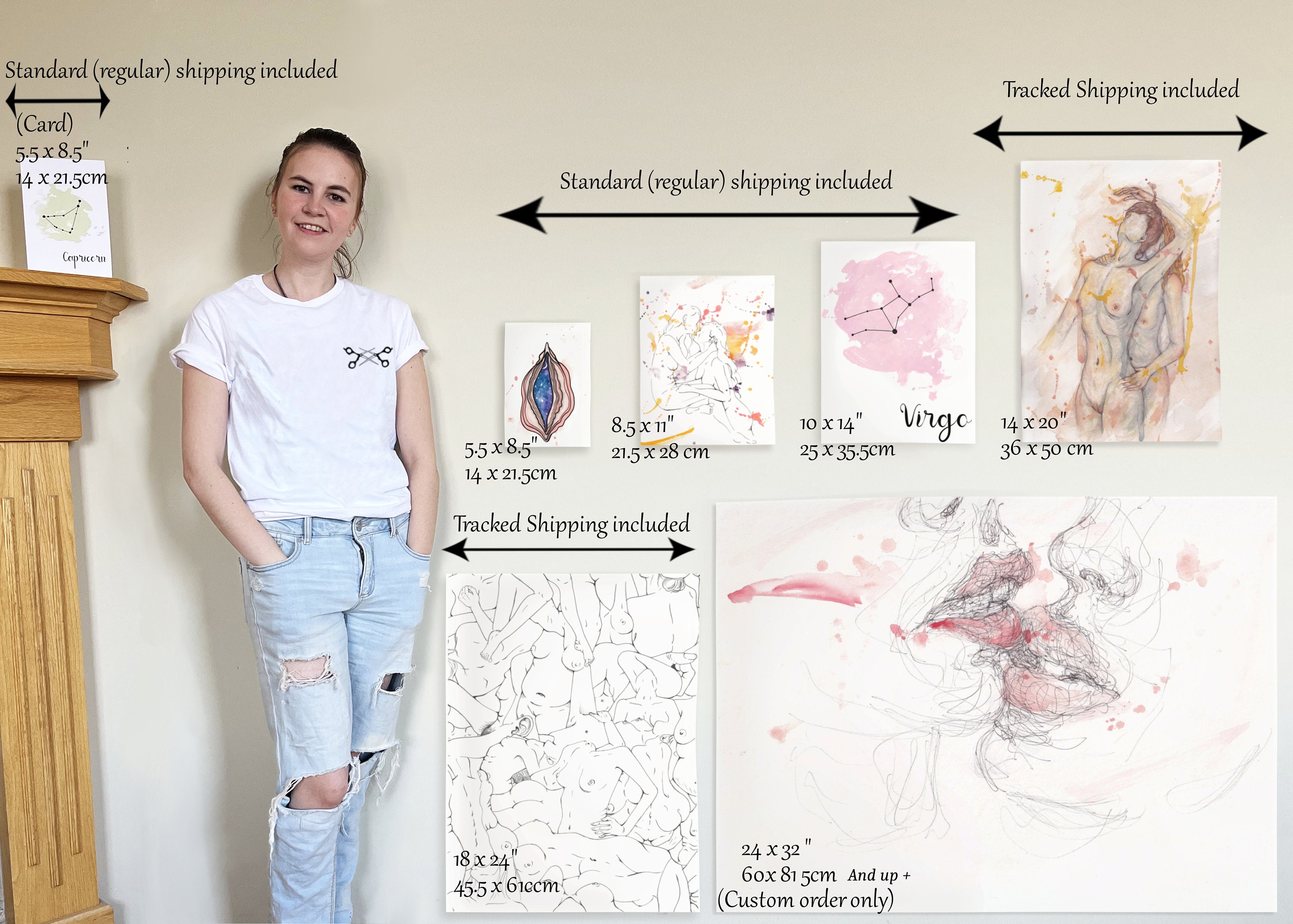 Collage of Beautiful Feminine Bodies Line Art Print of Women Human ...