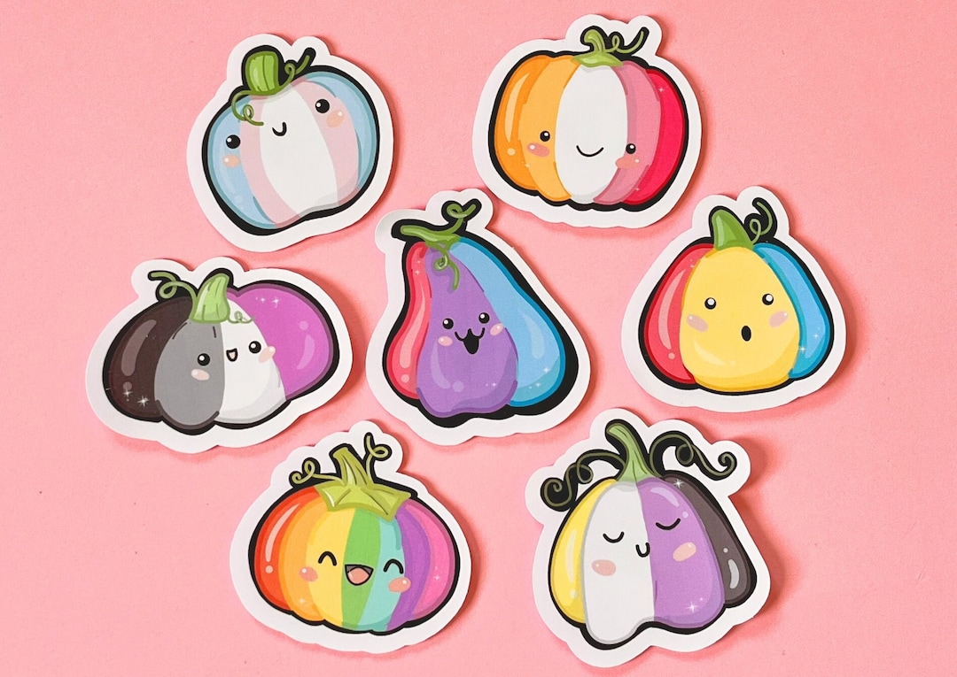 Pumpkin Pride Flag Stickers, Cute Gay, Bisexual, Transgender, Nonbinary ...