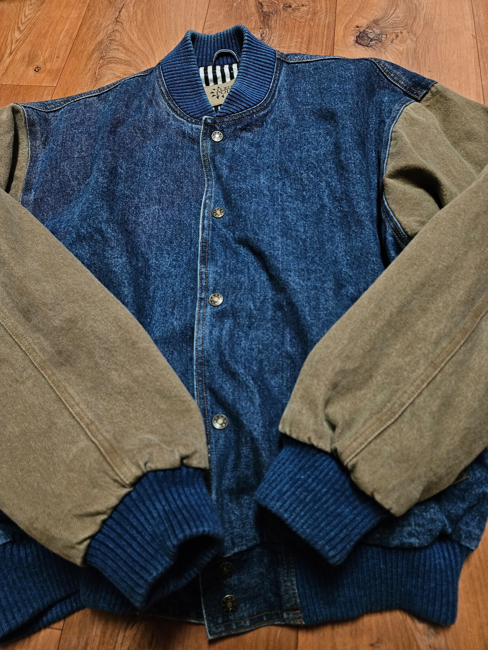 Vintage Turning Point Caterpillar Denim Bomber Jean Jacket Men Large ...