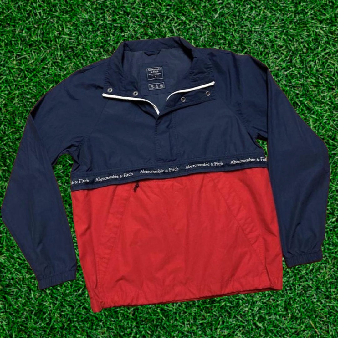 Vintage Abercrombie & Fitch 1/2 Zip Windbreaker Jacket Pullover Mens ...