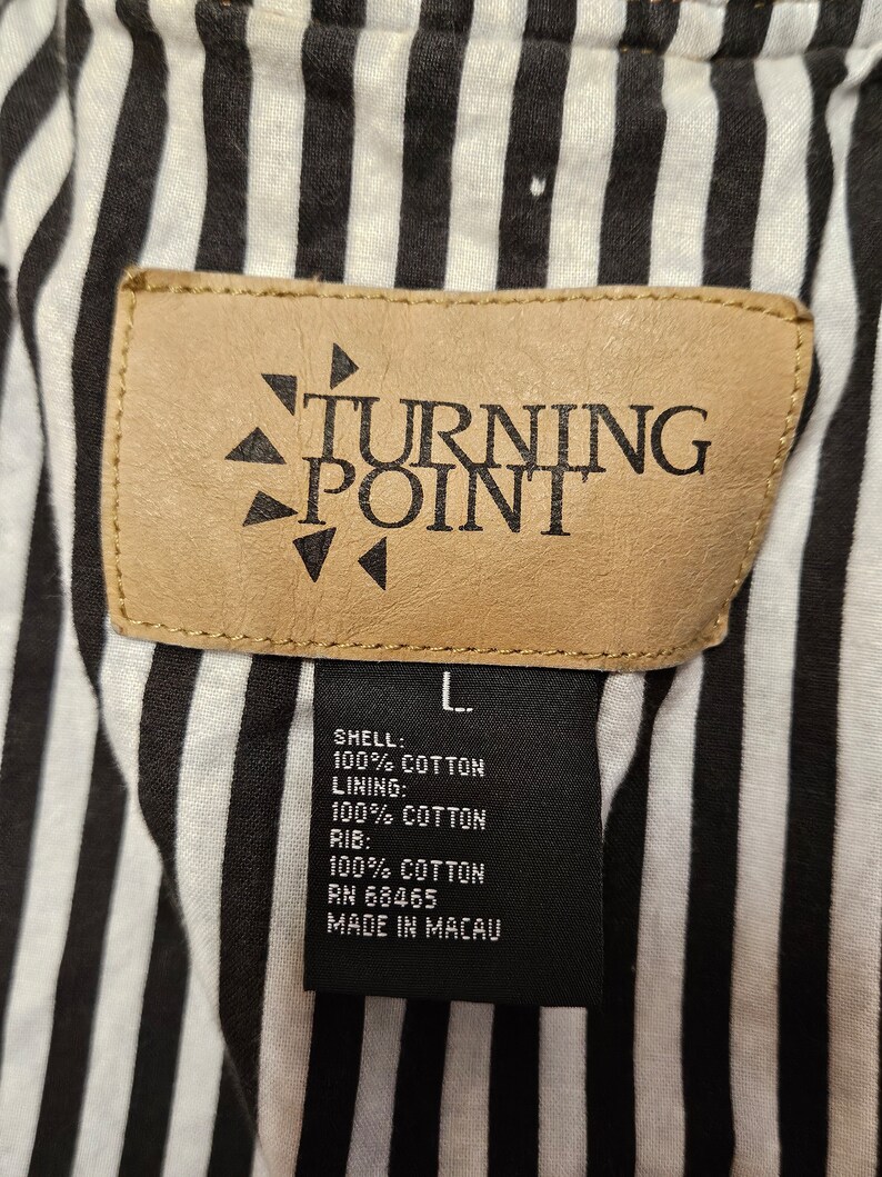 Vintage Turning Point Caterpillar Denim Bomber Jean Jacket Men Large ...