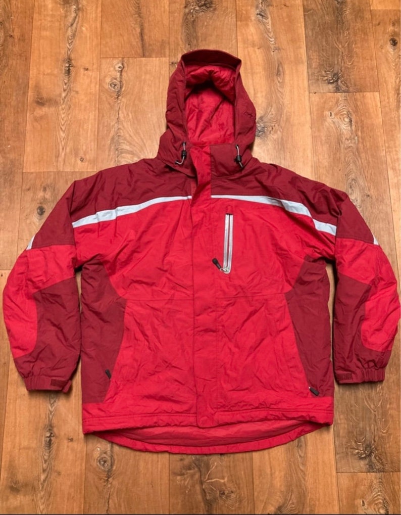 LL Bean Red Mens Large Reflective Rugged Ridge Jacket Full Zip Hooded ...