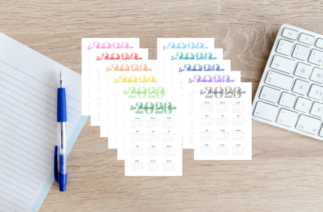 Digital Download Printable 2023 Calendar Minimalist Rainbow Set - Etsy