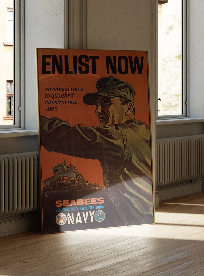 Seabees Poster Poster WW2 Poster Enlist Now Navy Seabees - Etsy
