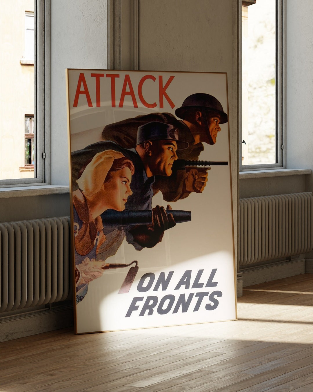 Attack on All Fronts Poster Canadian War Poster Propaganda Poster WW2 ...