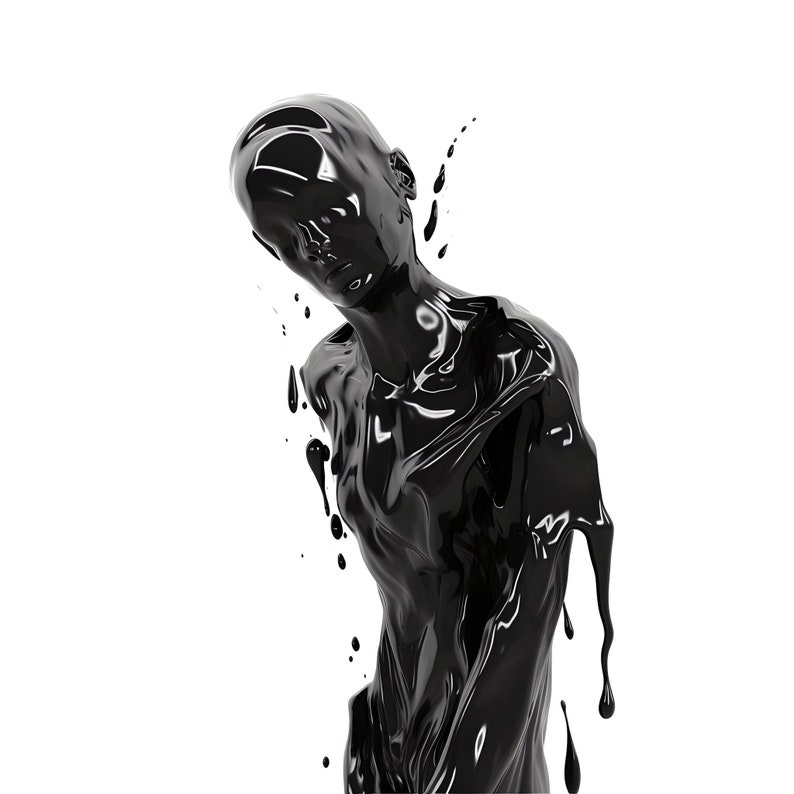 Fluid Black Abstract Human Poster Print - Modern Home Decor Wall Art - Etsy