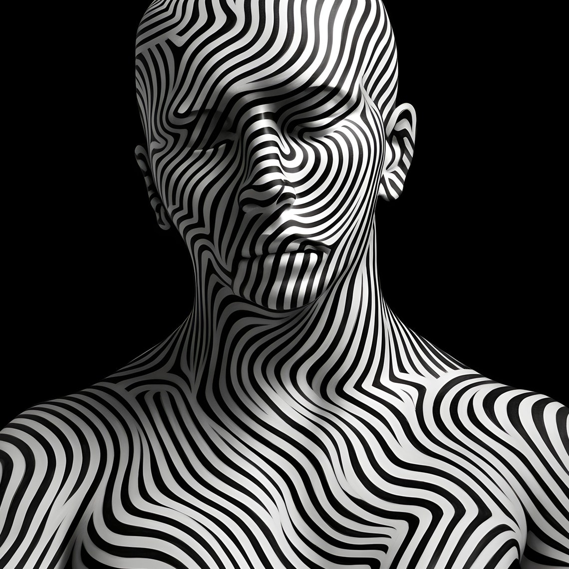 Abstract Human Optical Illusion Poster Print Op Art Decor - Etsy