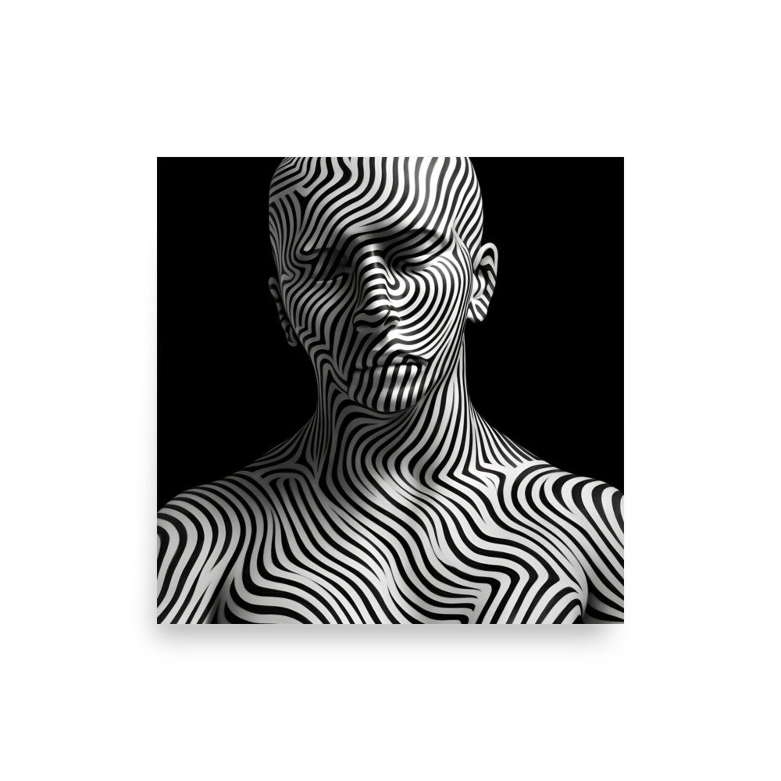 Abstract Human Optical Illusion Poster Print Op Art Decor - Etsy