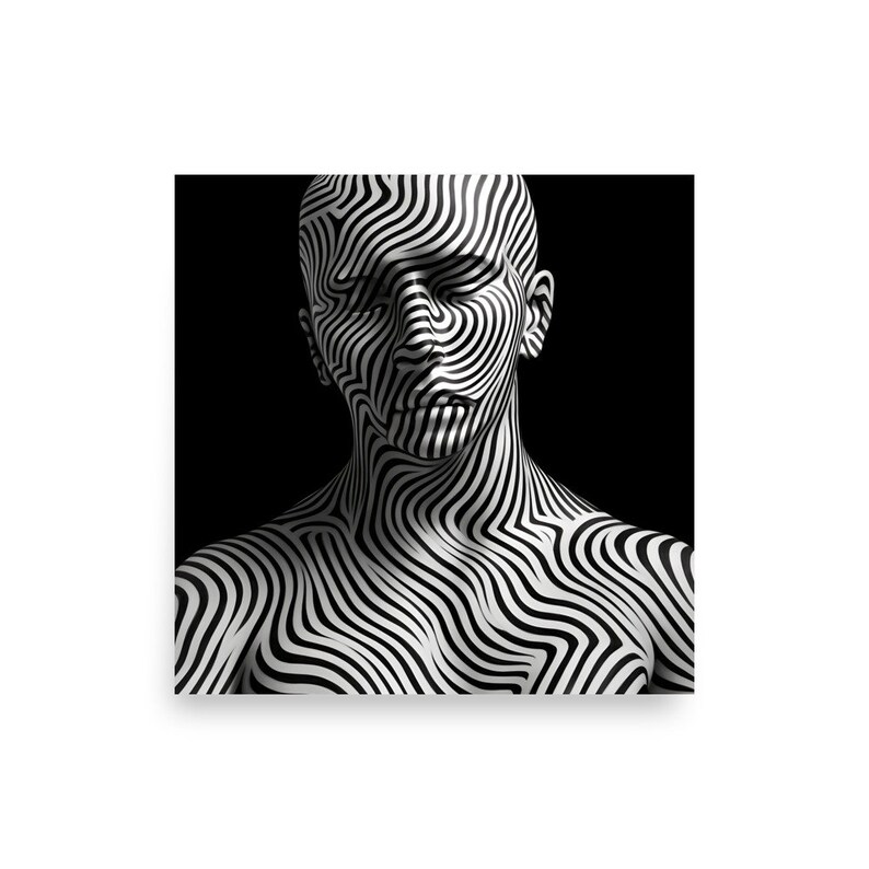 Abstract Human Optical Illusion Poster Print Op Art Decor - Etsy
