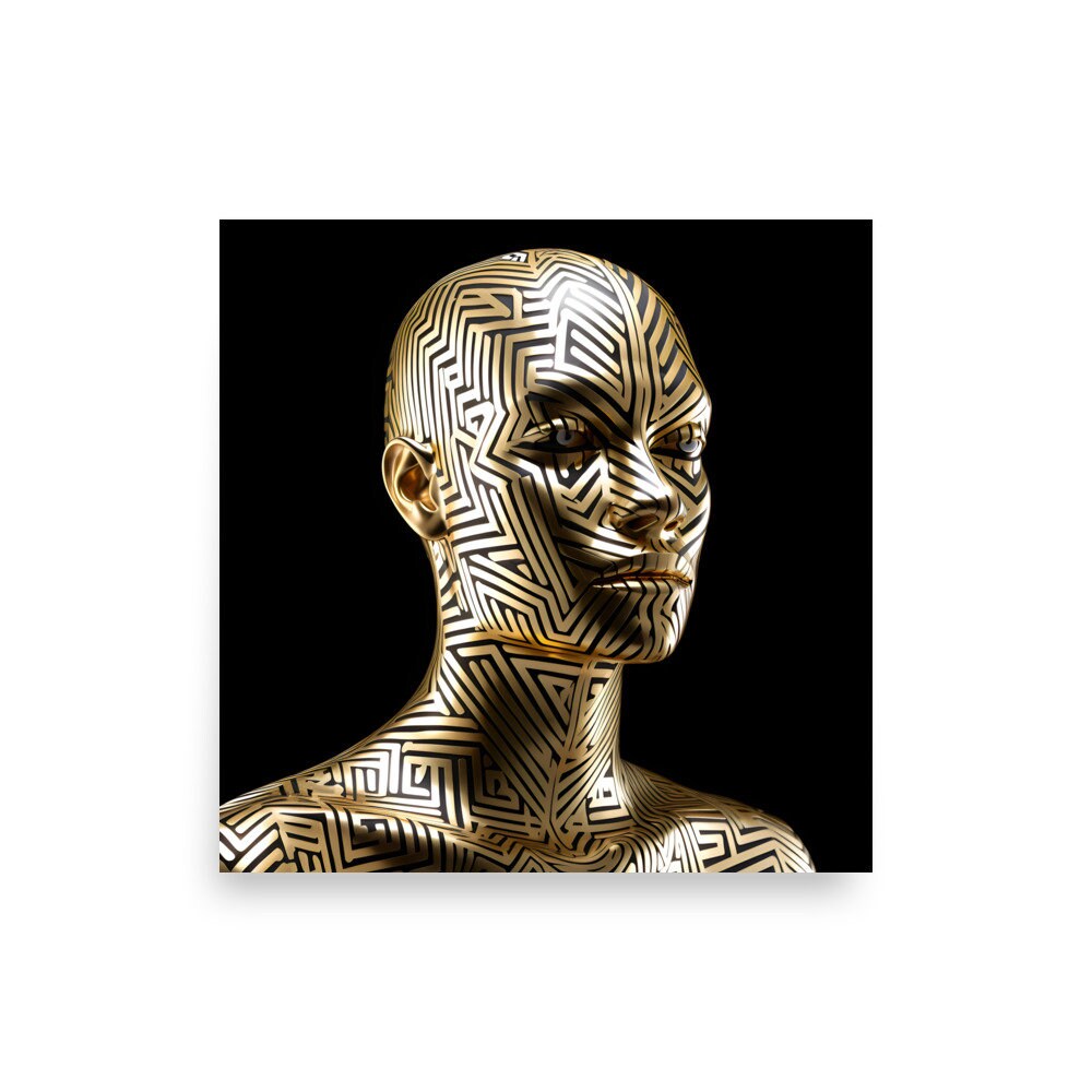 Gold Human 3D Render Poster Print Abstract Art Print Modern Wall Art ...