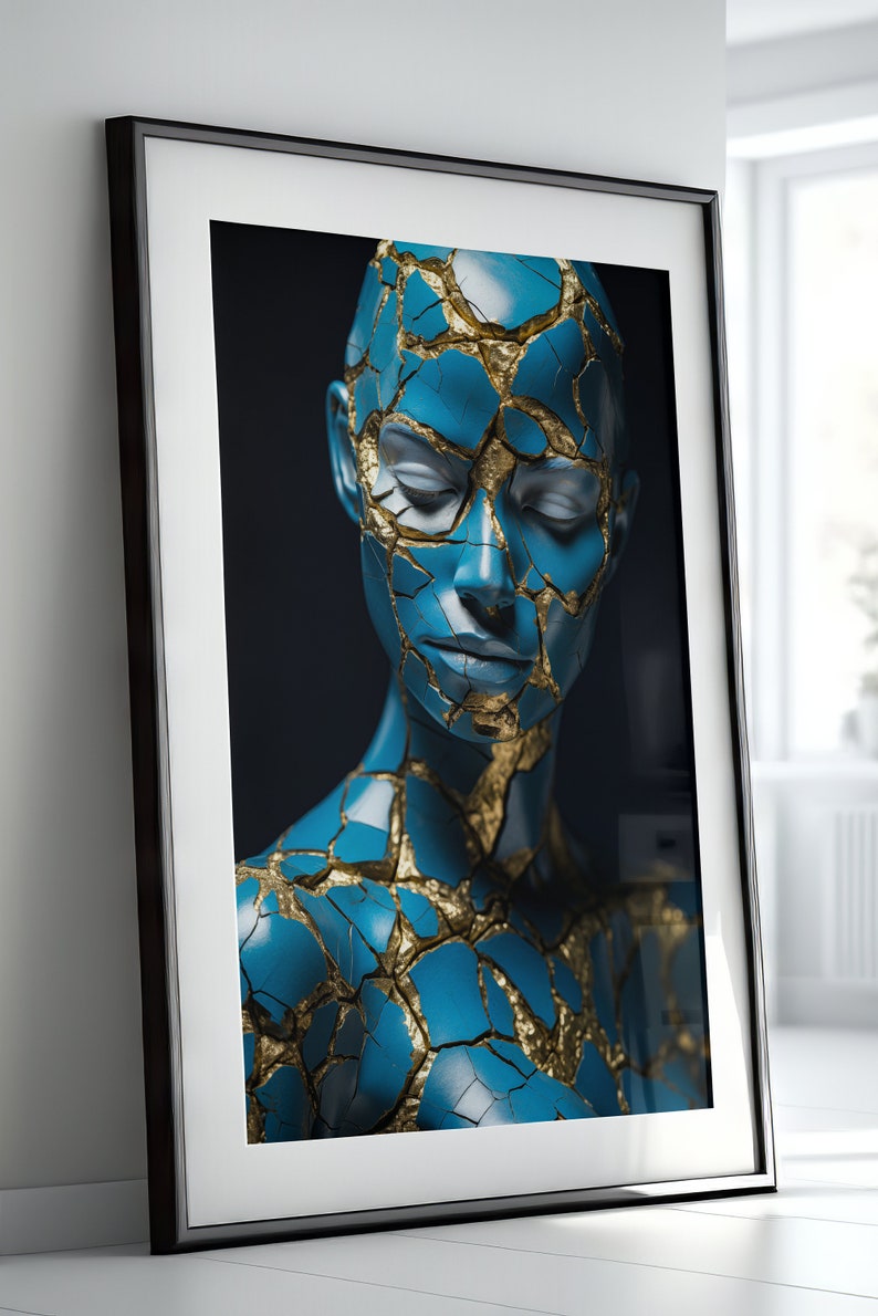 Emotional Turquoise & Gold Kintsugi Woman Poster - Beautifully Broken ...