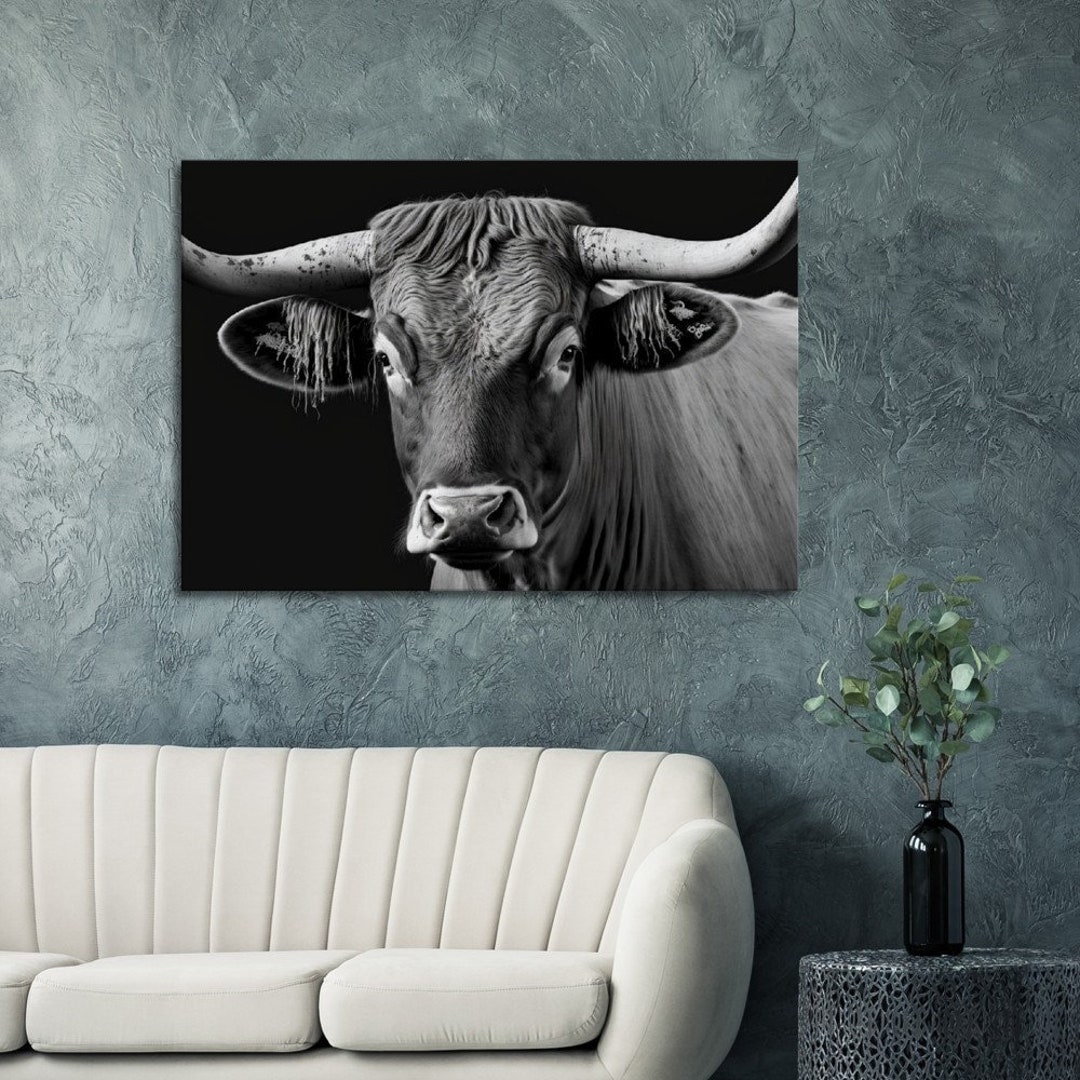 Texas Longhorn Cow Canvas Art Farmhouse Decor Canvas Print - Etsy