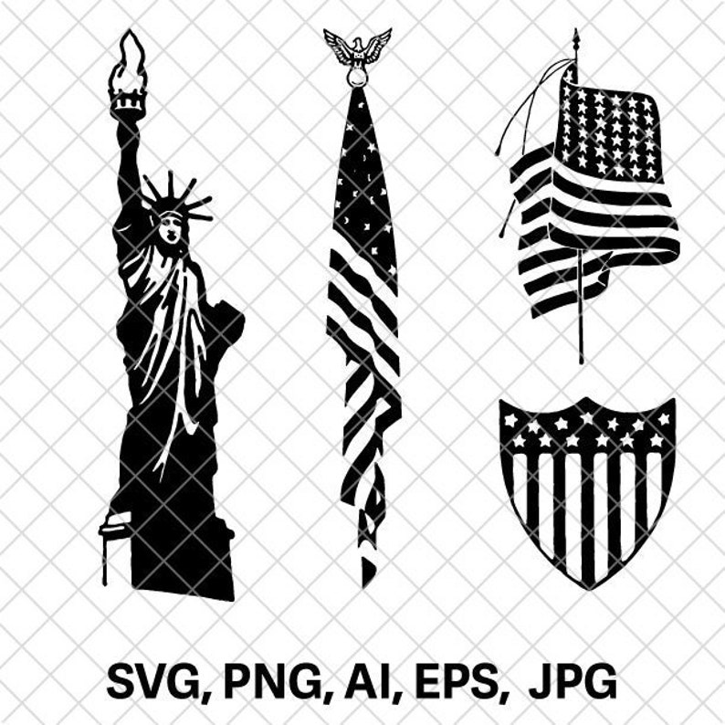 American Symbols SVG, Ai, PNG, Vector Files-patriotic Graphics-usa Flag ...