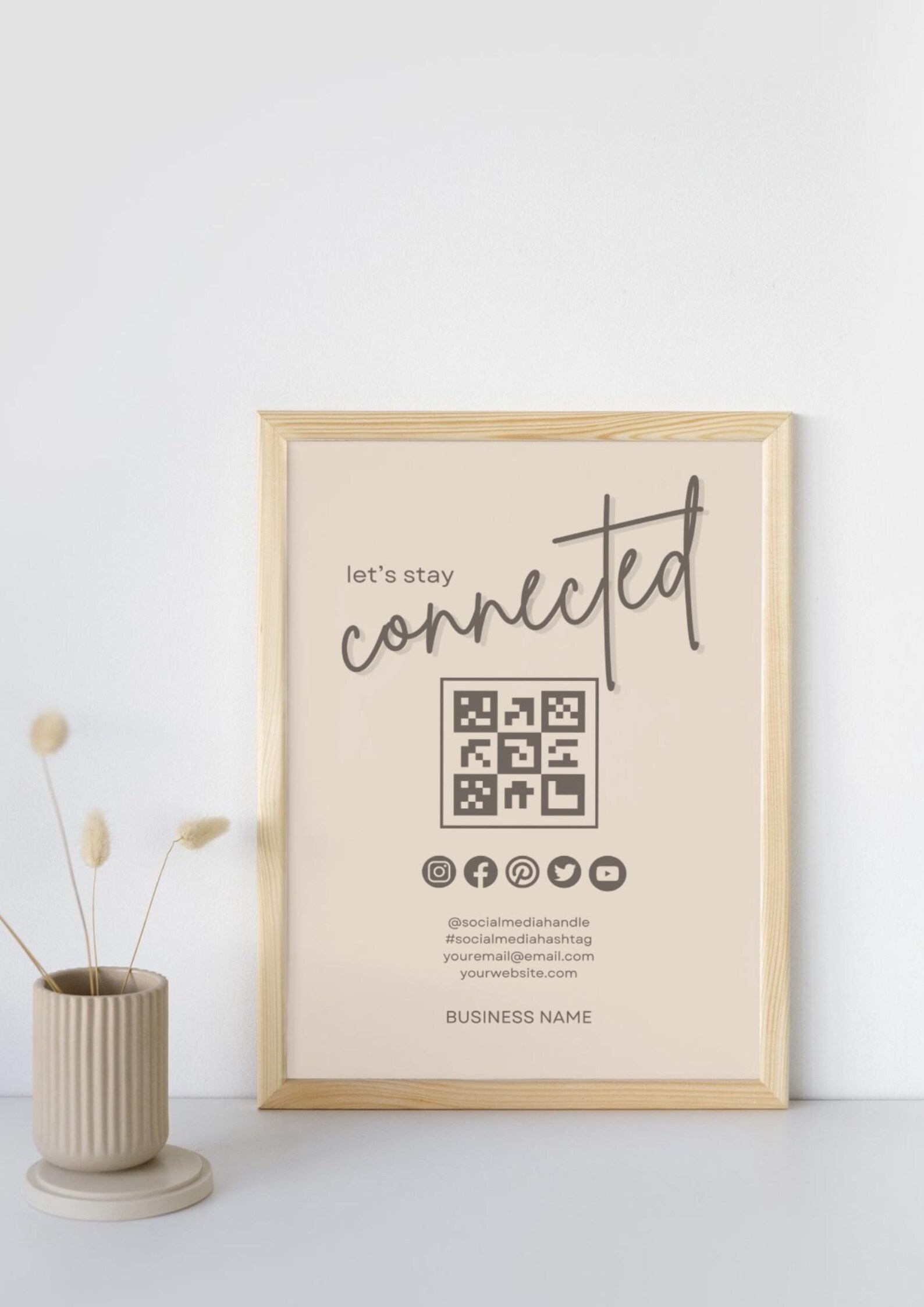 Modern Let's Stay Connected Sign Small Business Signage Template ...