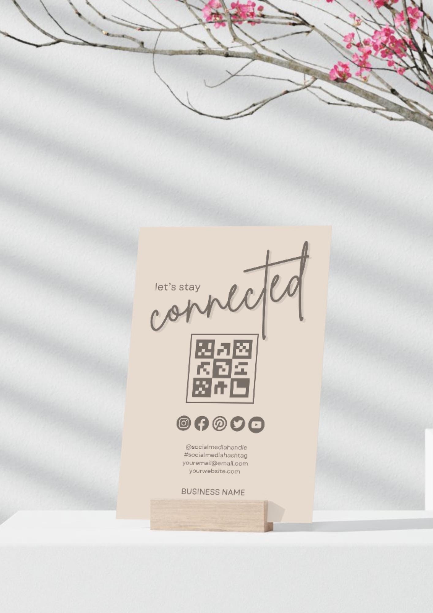 Modern Let's Stay Connected Sign Small Business Signage Template ...