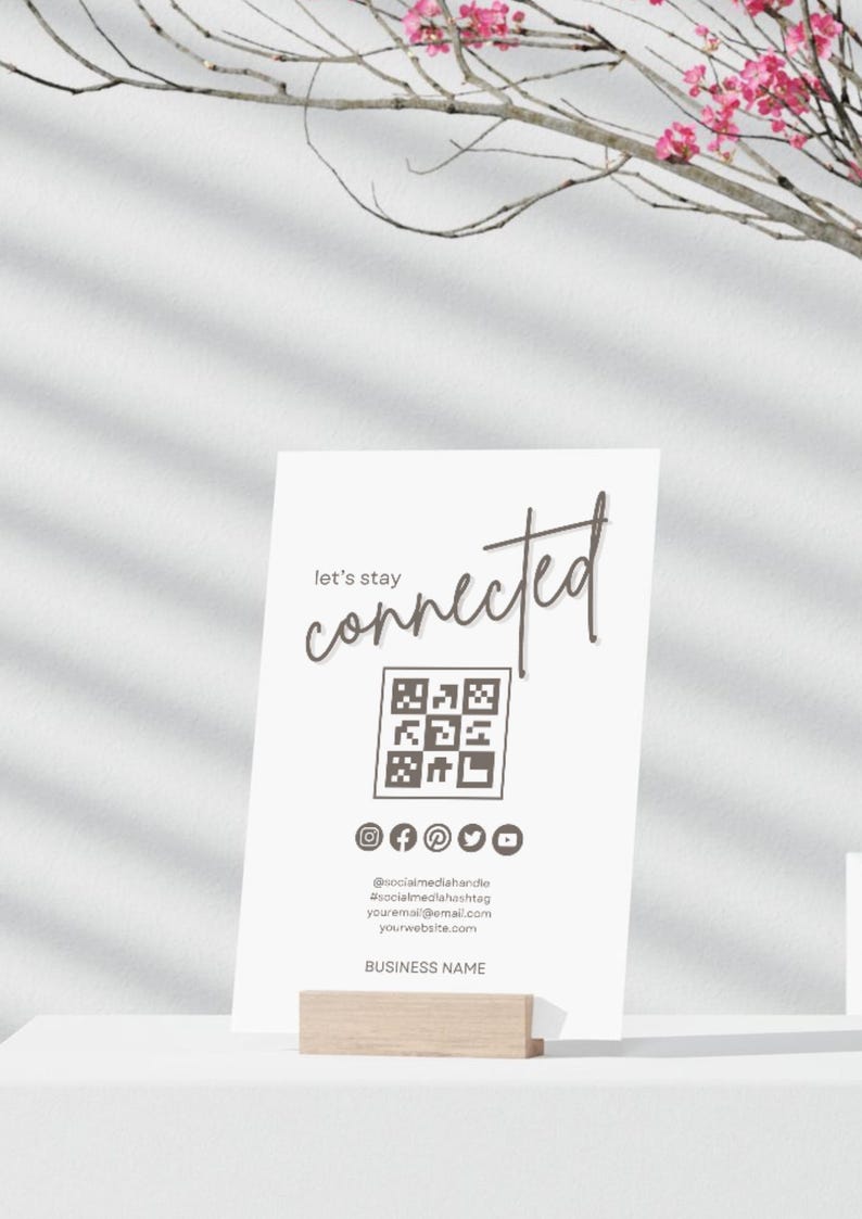 Modern Let's Stay Connected Sign Small Business Signage Template ...