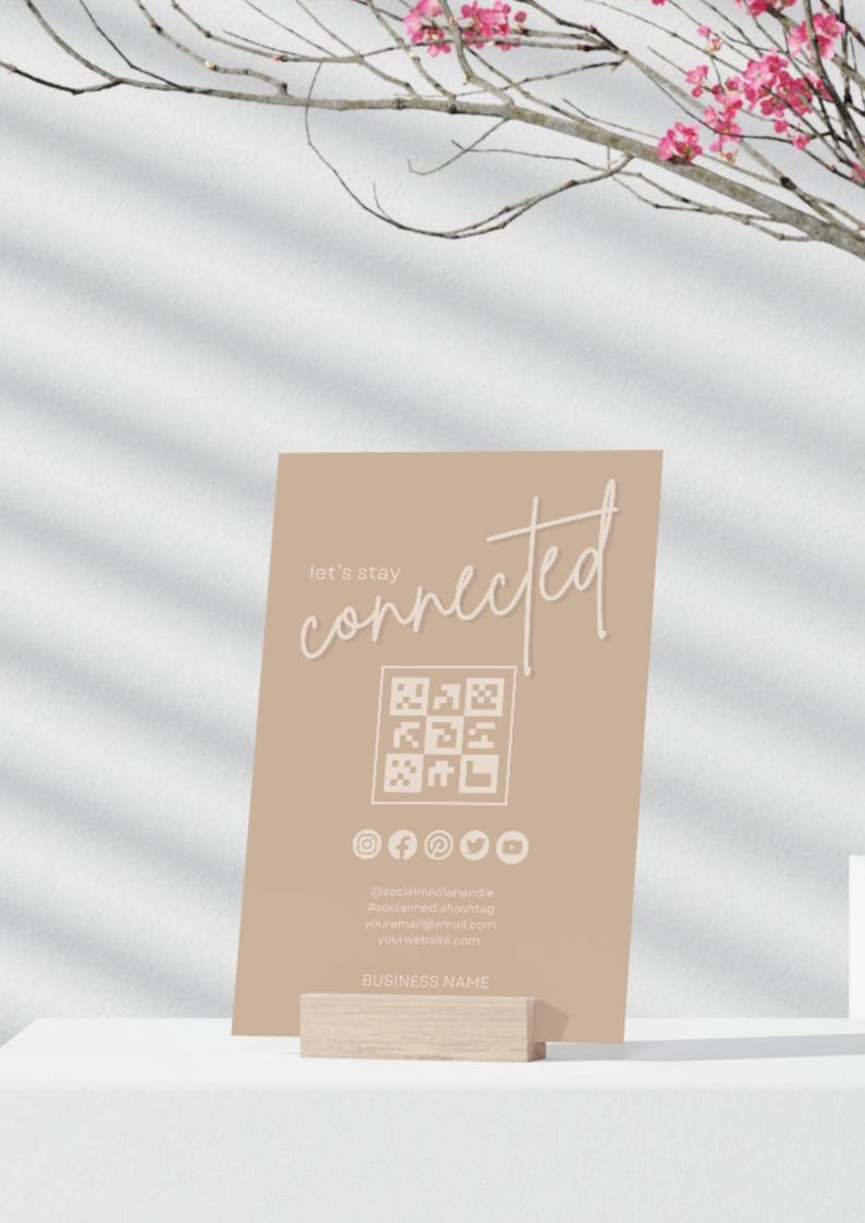 Modern Let's Stay Connected Sign Small Business Signage Template ...