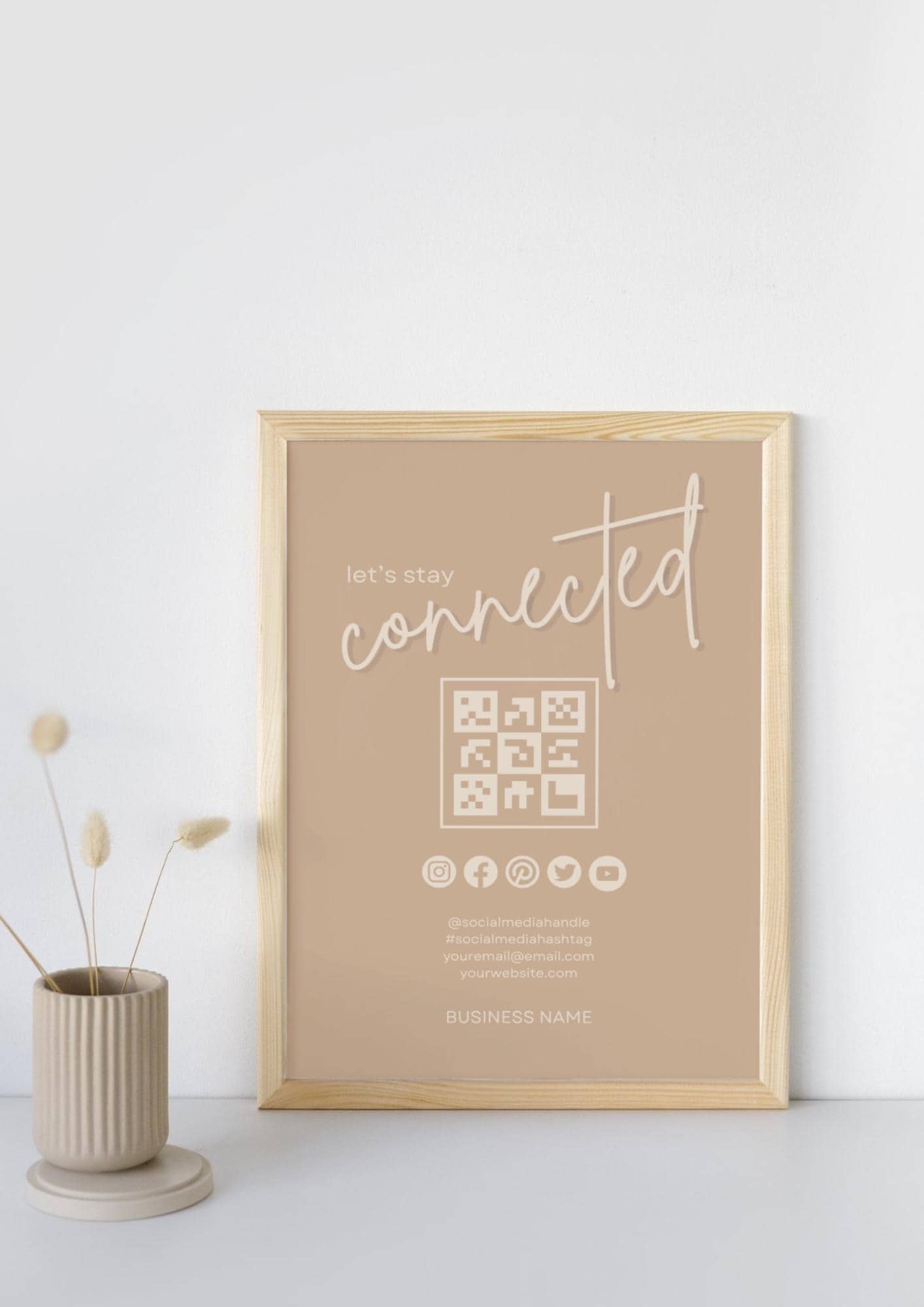 Modern Let's Stay Connected Sign Small Business Signage Template ...