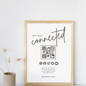 Modern Let's Stay Connected Sign Small Business Signage Template ...